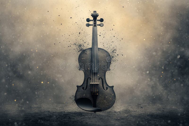Dramatic Black Violin Surrounded by Swirling Dust on an Atmospheric ...