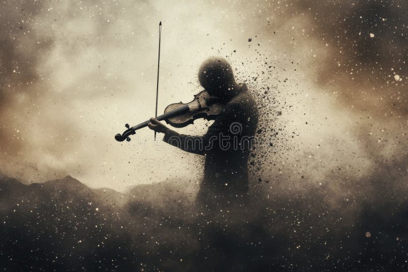 Dramatic Black Violin Surrounded by Swirling Dust on an Atmospheric ...