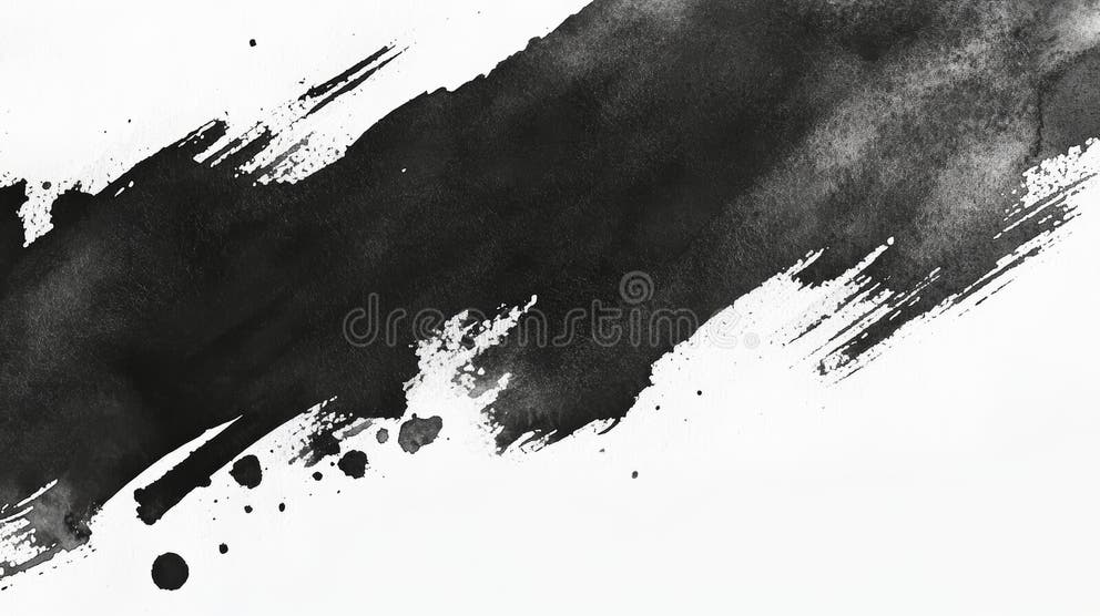 Dramatic Black Watercolor Brush Strokes Texture Background Abstract Art ...