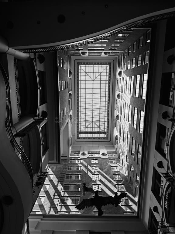 Dramatic Black and White Atrium View Stock Photo - Image of ...