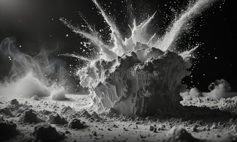 Dramatic Black and White Captures Large Explosion, with Cloud White ...