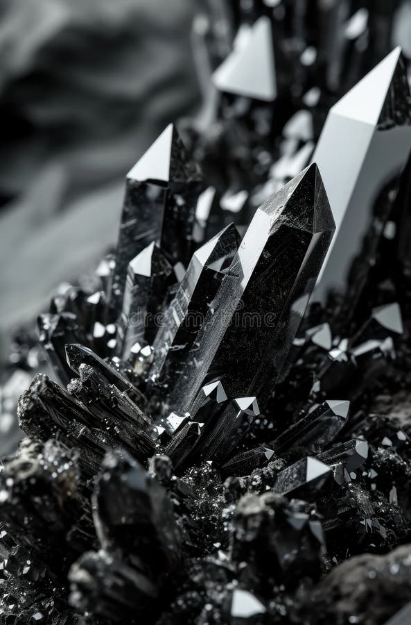 Dramatic Black and White Crystal Formation Stock Illustration ...