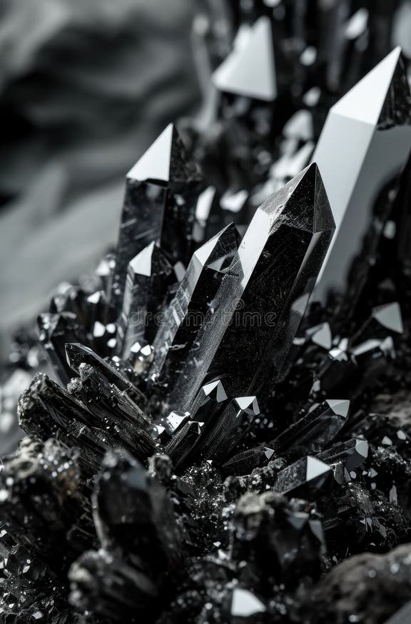 Dramatic Black and White Crystal Formation Stock Illustration ...