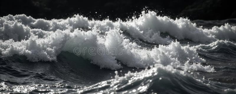 Dramatic Black and White Image of Overlapping Water Currents , Water ...