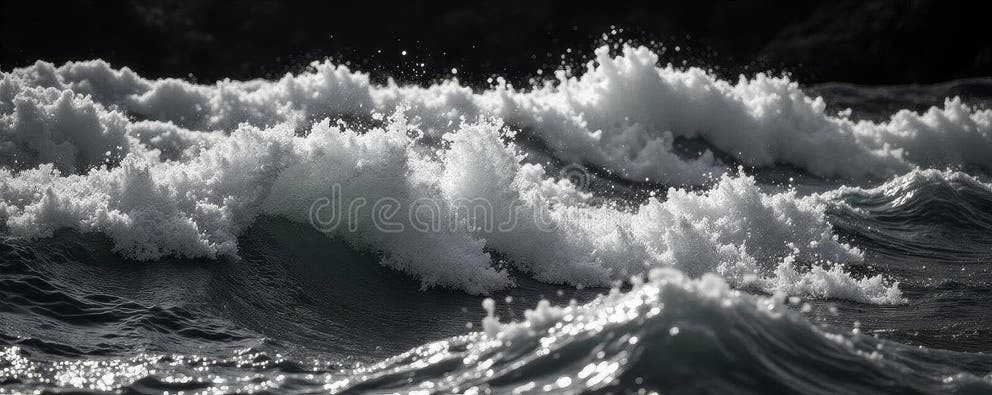 Dramatic Black and White Image of Overlapping Water Currents , Water ...