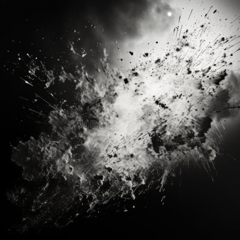Dramatic Black White Ink Explosion Sky Stock Illustration ...