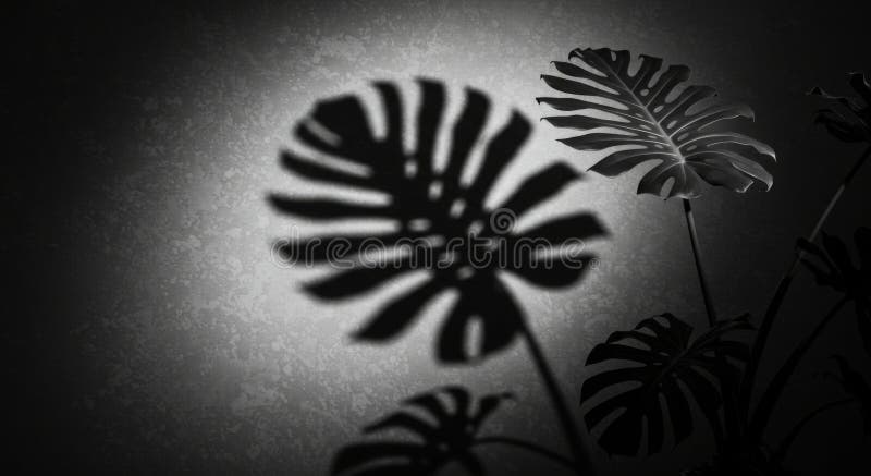 Dramatic Black and White Leaf Shadows Stock Illustration - Illustration ...