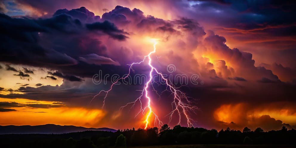 Dramatic Black and White Lightning Bolt Silhouette a Powerful Visual ...