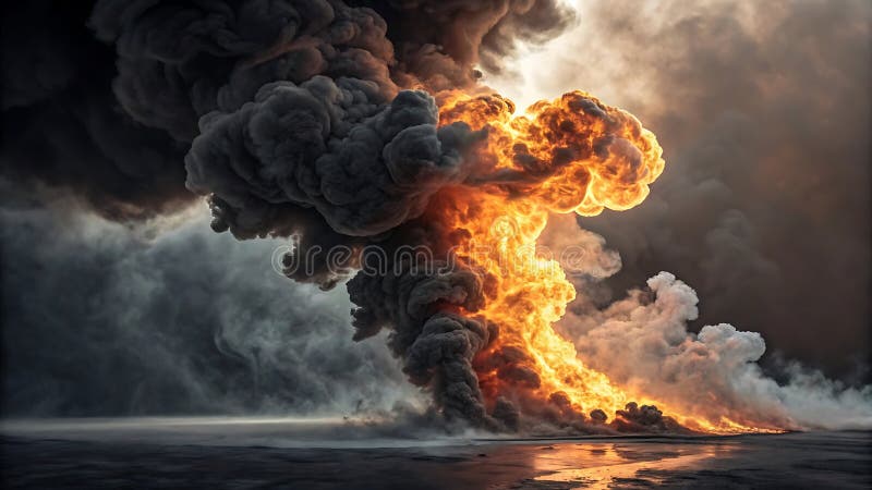 Dramatic Blaze Visual: Intense Flames Engulfing a Dark Landscape with ...