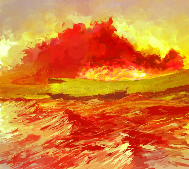 Dramatic Blood Clouds stock illustration. Illustration of water - 61639576