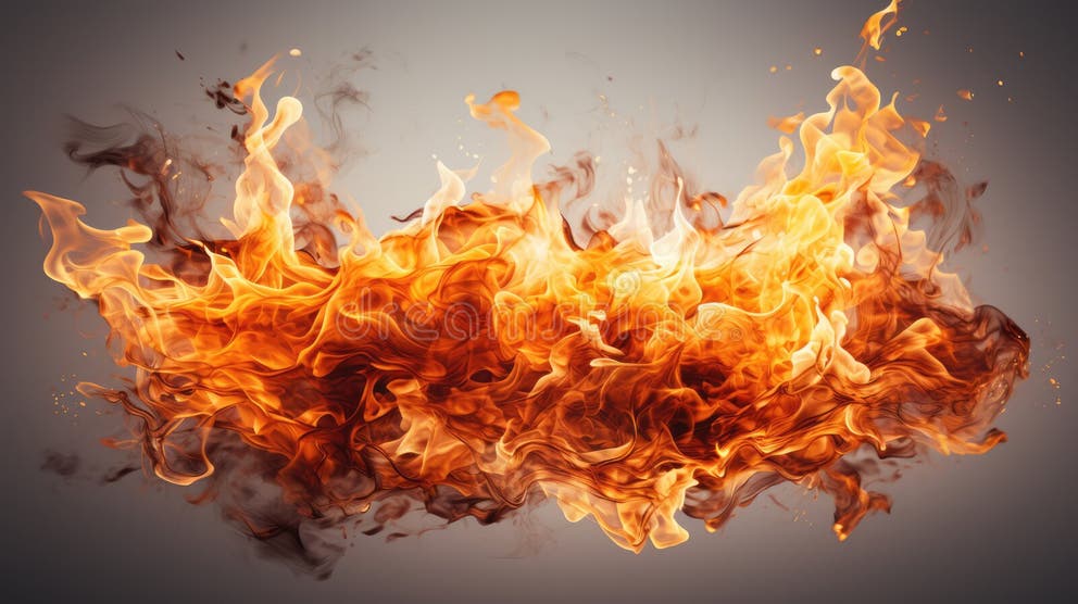 Dramatic Blowing Fire on a Solid Background, Capturing the Fiery ...