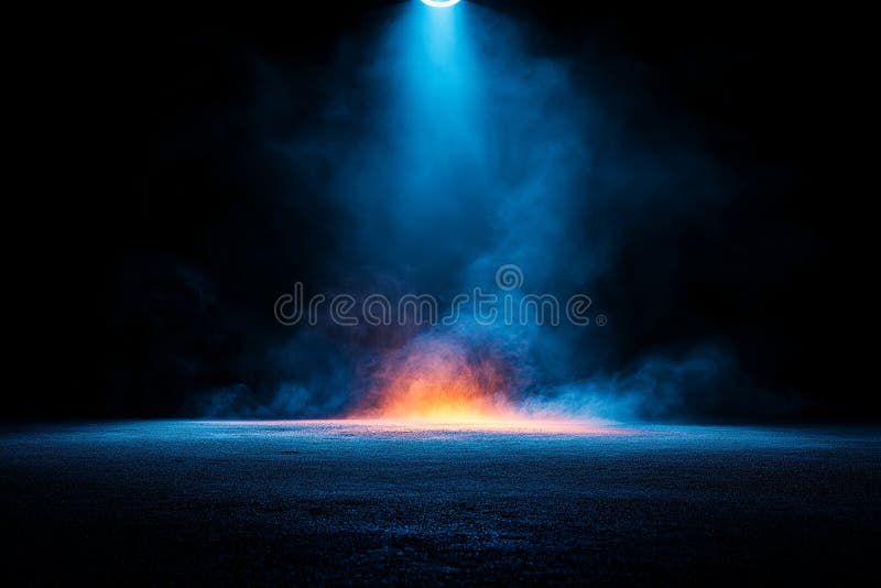 Dramatic Blue Background with Spotlight Illuminating Smoky Area ...