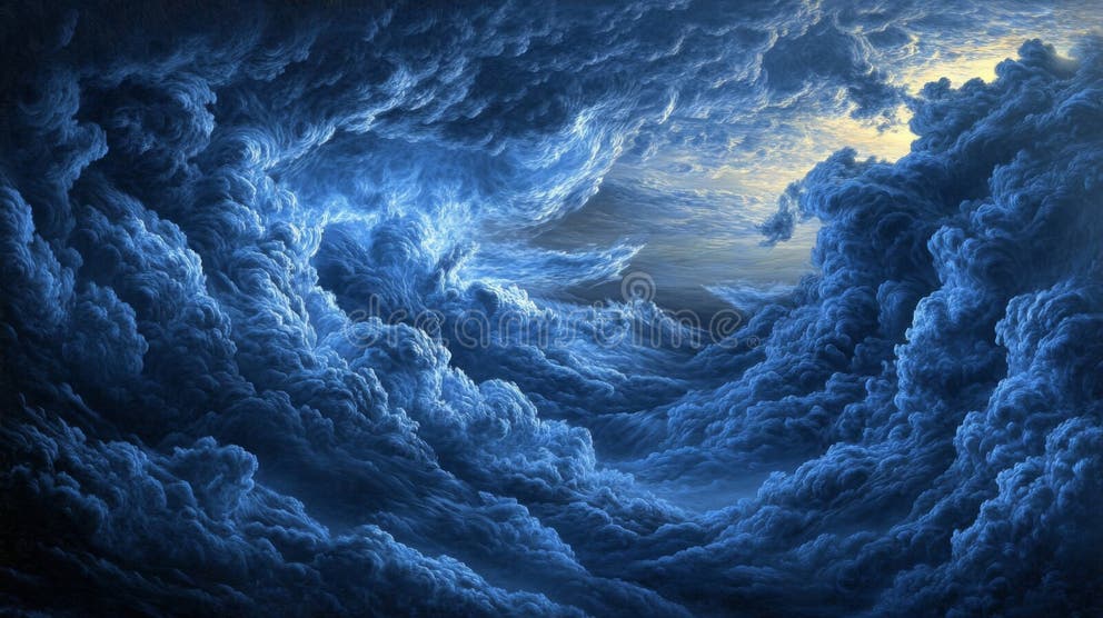 Dramatic Blue Cloudscape: Dark Stormy Sky Texture Stock Illustration ...