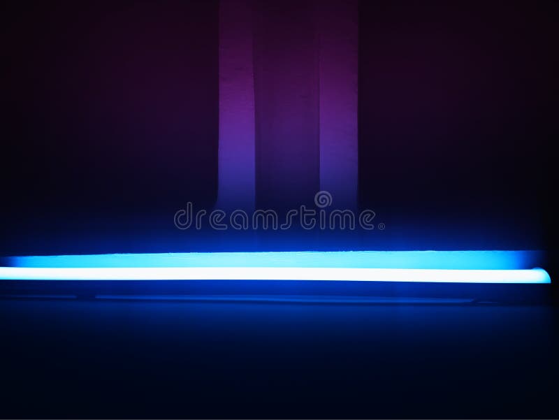 Dramatic Blue Neon Led Lamp with Pink Illumination Background Stock ...