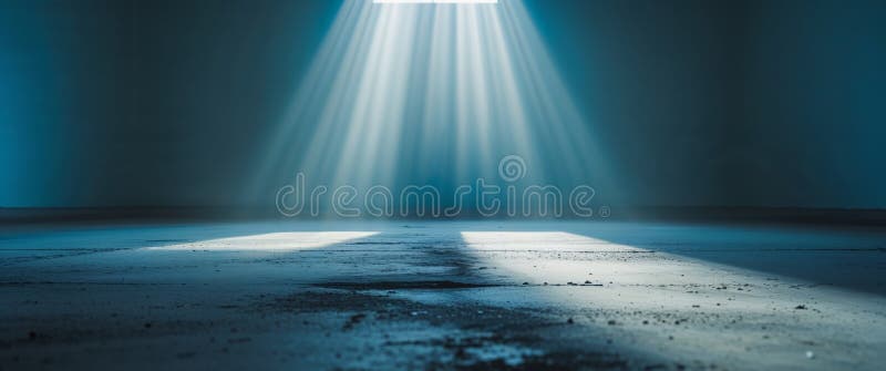 Dramatic Blue Room Light Rays Concrete Floor Background Stock Photo ...
