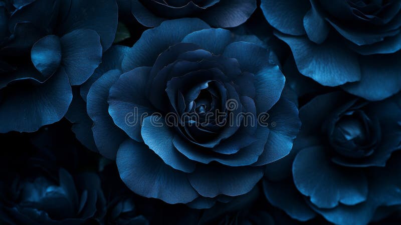 Dramatic Blue Roses with Water Droplets Dark Background and Elegant ...