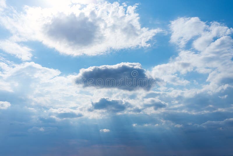 Dramatic Blue Sky with Clouds and Sun Rays.Summer Sun Rays at Sunset ...