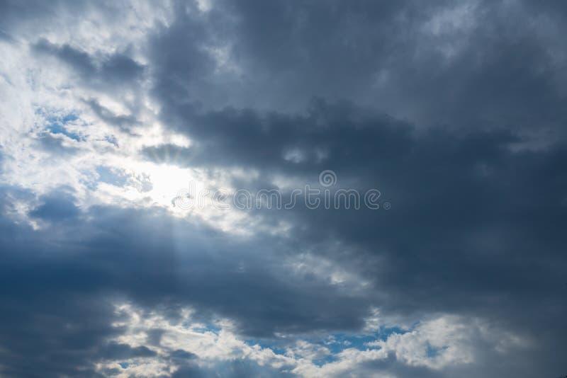 Dramatic Blue Sky with Clouds and Sun Rays.Summer Sun Rays at Sunset ...