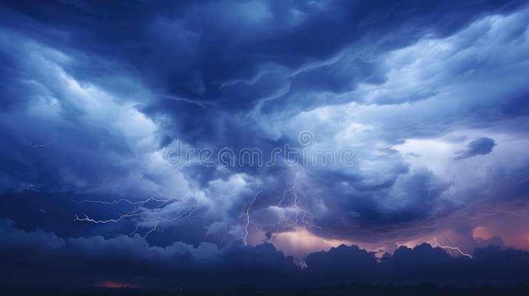 Dramatic Blue Sky Fluffy Clouds Stock Illustration - Illustration of ...