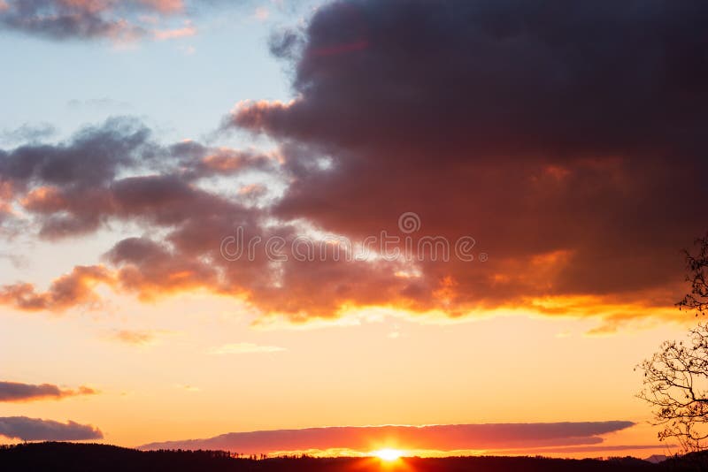 Dramatic Blue Sky during Sunset Blue Pink and Dark Violet Clouds Stock ...