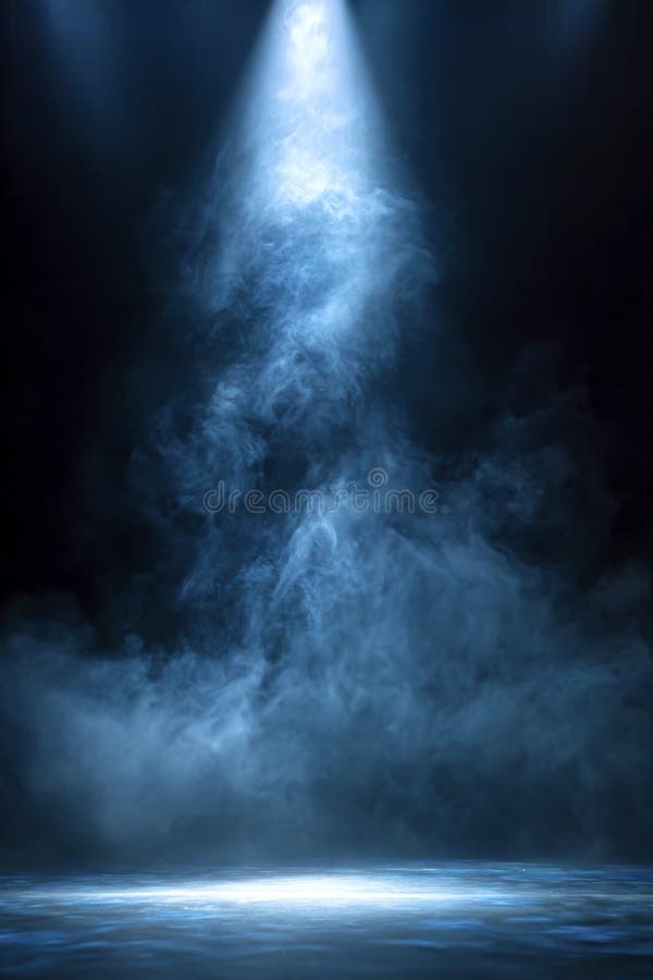 Dramatic Blue Smoke and Light Beam Creates Atmospheric Background Stock ...