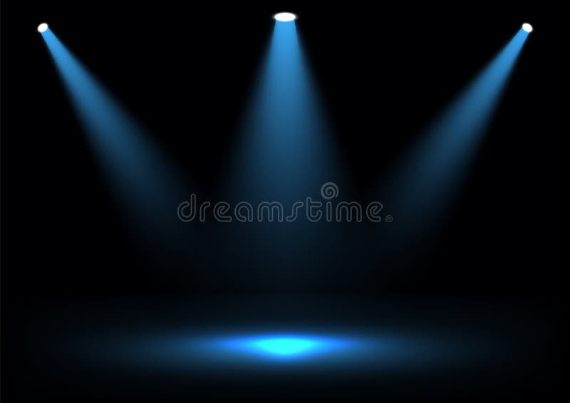 Dramatic Blue Spotlights Converge on a Dark Stage Creating a Bold Focal ...
