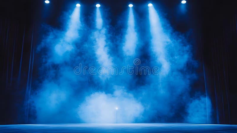 Dramatic Blue Stage Lighting with Smoke and Good Resolution Stock Photo ...