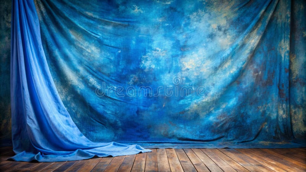 Dramatic Blue Studio Backdrop Rich Textured Canvas for Photography and ...