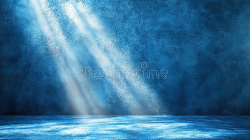 Dramatic Blue Textured Wall with Light Beams, Ideal for Product Display ...