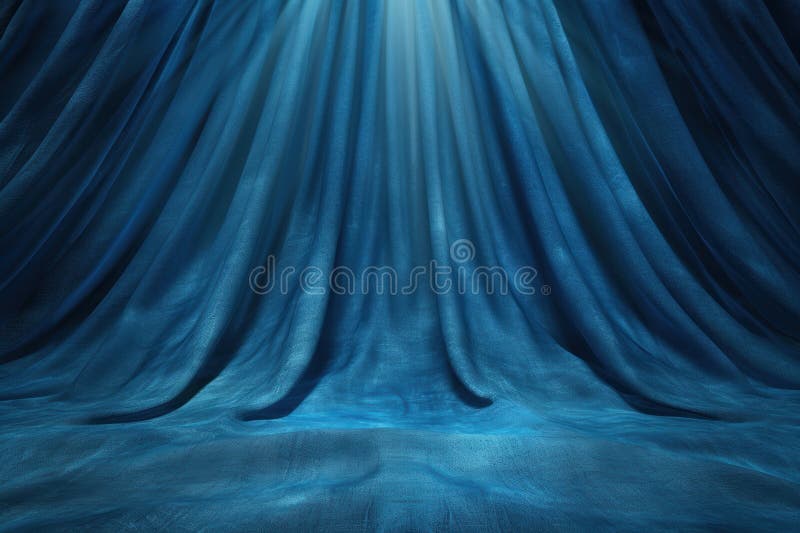 Dramatic Blue Velvet Curtain Backdrop Stock Illustration - Illustration ...