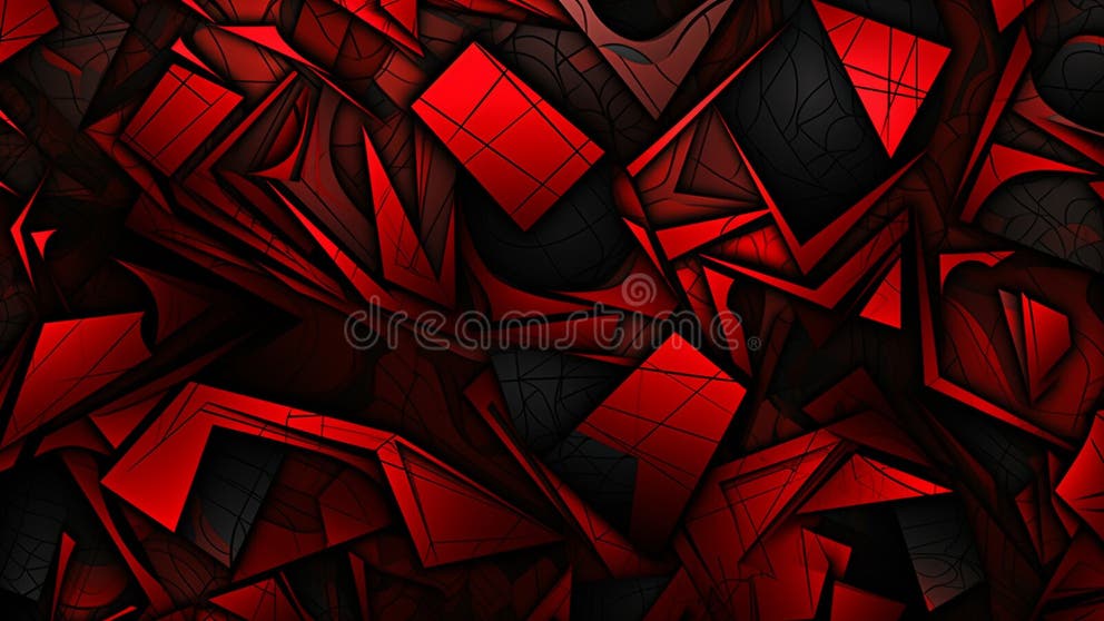 Dramatic and Bold Ruby Red and Black Abstract Pattern Stock ...