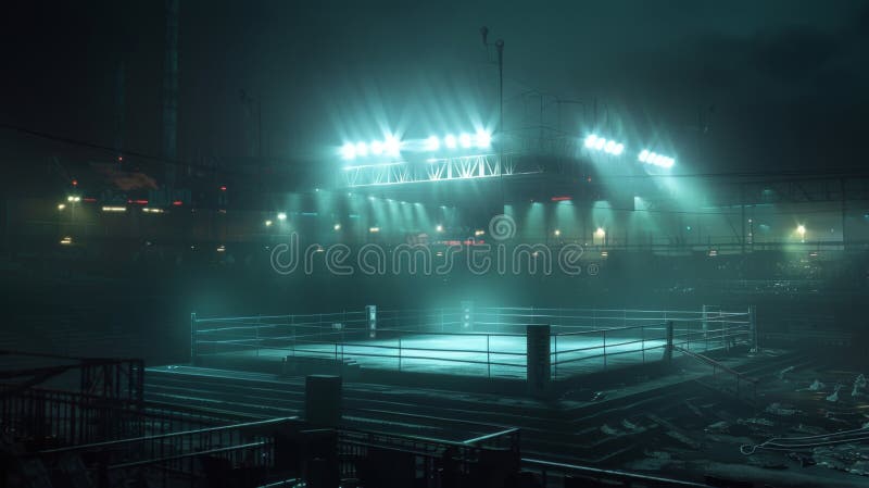 Dramatic Boxing Arena Intense Spotlight on the Ring Amidst a Shadowy ...