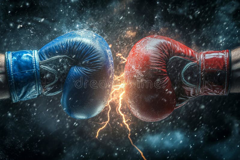 Dramatic Boxing Gloves Collision in Dark Setting Stock Illustration ...