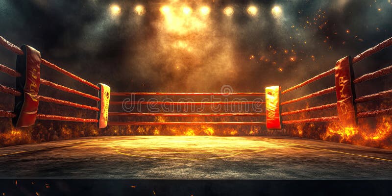 Dramatic Boxing Ring with Intense Lighting and Shadows Background for ...
