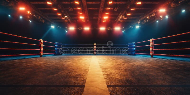 Dramatic Boxing Ring with Intense Lighting and Shadows Background for ...