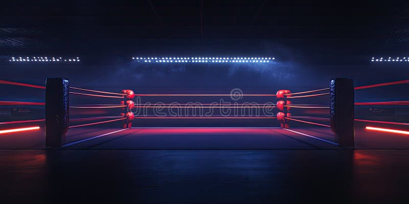 Dramatic Boxing Ring with Intense Lighting and Shadows Background for ...