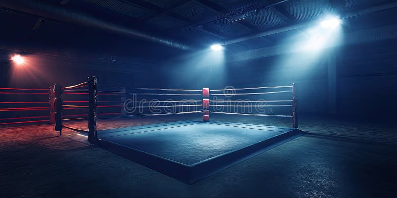 Dramatic Boxing Ring with Intense Lighting and Shadows Background for ...