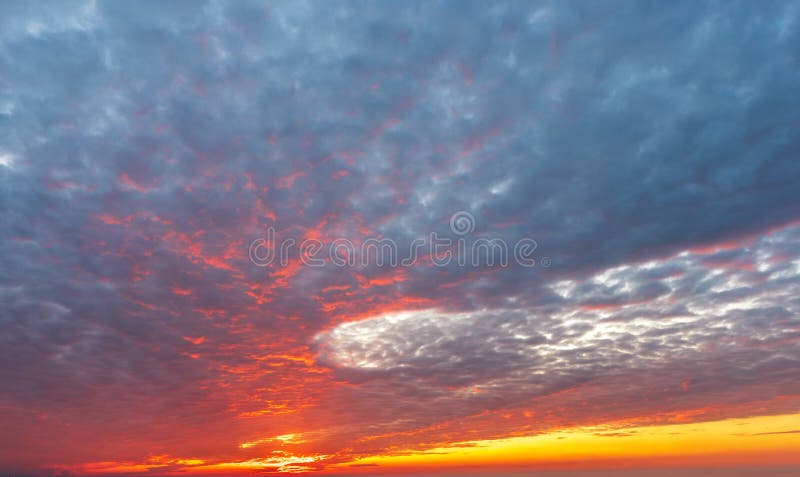 Dramatic Bright Red Saturated Cloudy Sunset or Sunrise Stock Photo ...