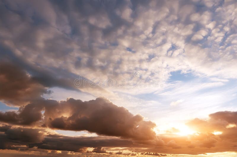 Dramatic Bright Saturated Cloudy Sunset or Sunrise Stock Photo - Image ...