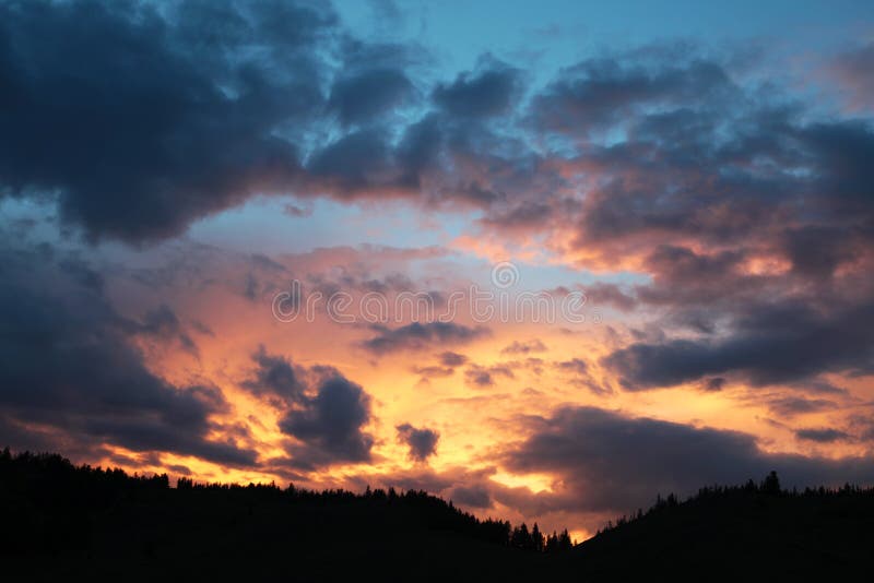 Dramatic Bright Sunset, Backgrounds Stock Image - Image of outdoor ...