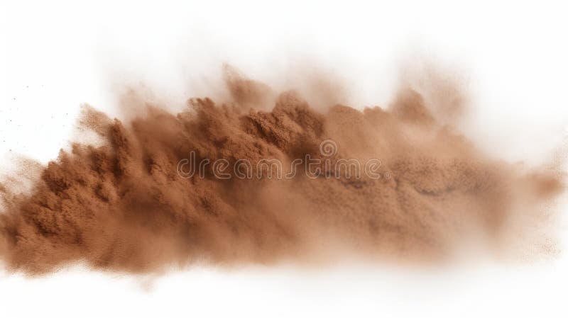 Dramatic Brown Dust Explosion Against a Clean White Background with ...