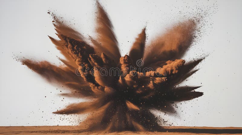 Dramatic Brown Dust Explosion Cloud Isolated on White Background Stock ...