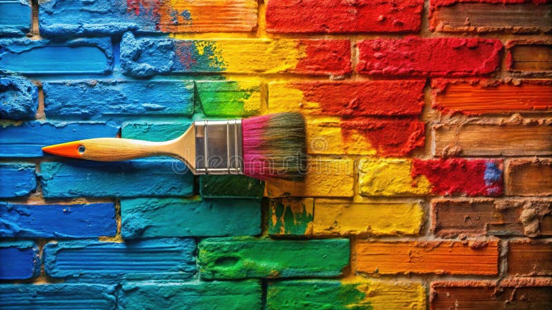 Dramatic Brush Stroke Accent on a Rustic Brick Wall a Textured ...