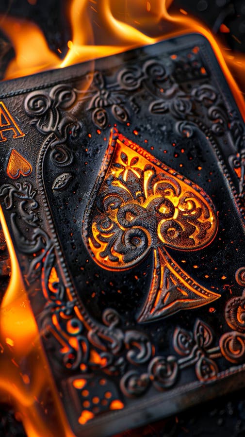 Dramatic Burning Card with Fiery Elements, Contemporary Art Generative ...