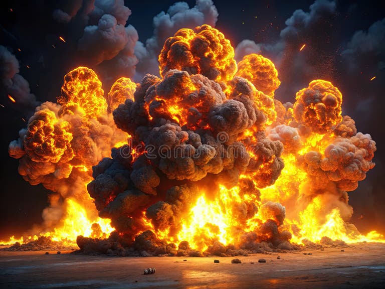 Dramatic Burning Explosion Animation Sequence HighQuality Stock Footage ...