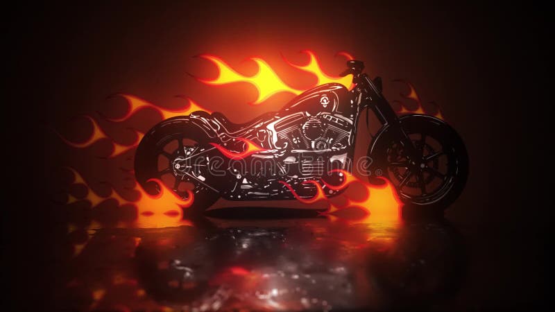 Dramatic Burning Motorcycle Engulfed in Fierce Fiery Flames and Fire ...