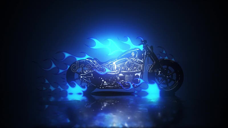 Dramatic Burning Motorcycle Engulfed in Fierce Fiery Flames and Fire ...