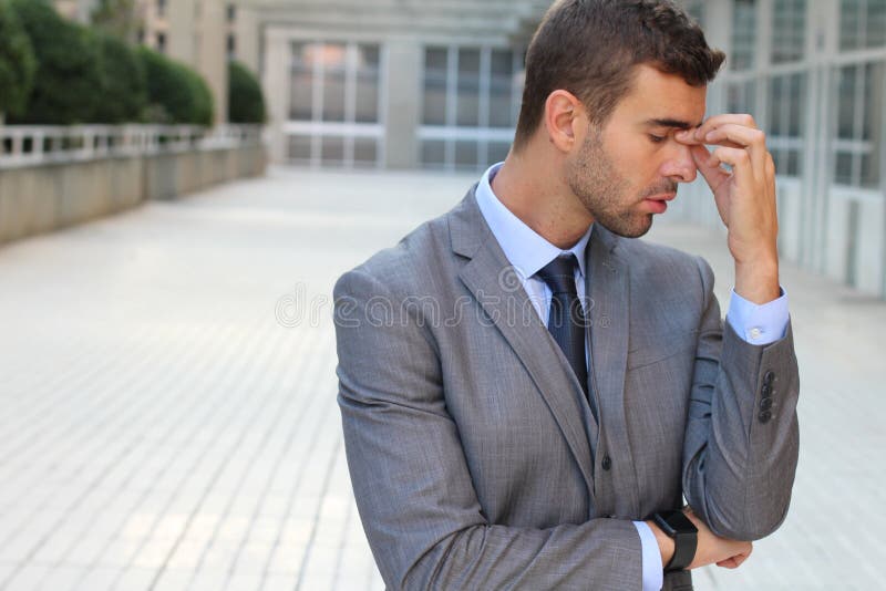 Dramatic Businessman Thinking really Hard Stock Photo - Image of ...