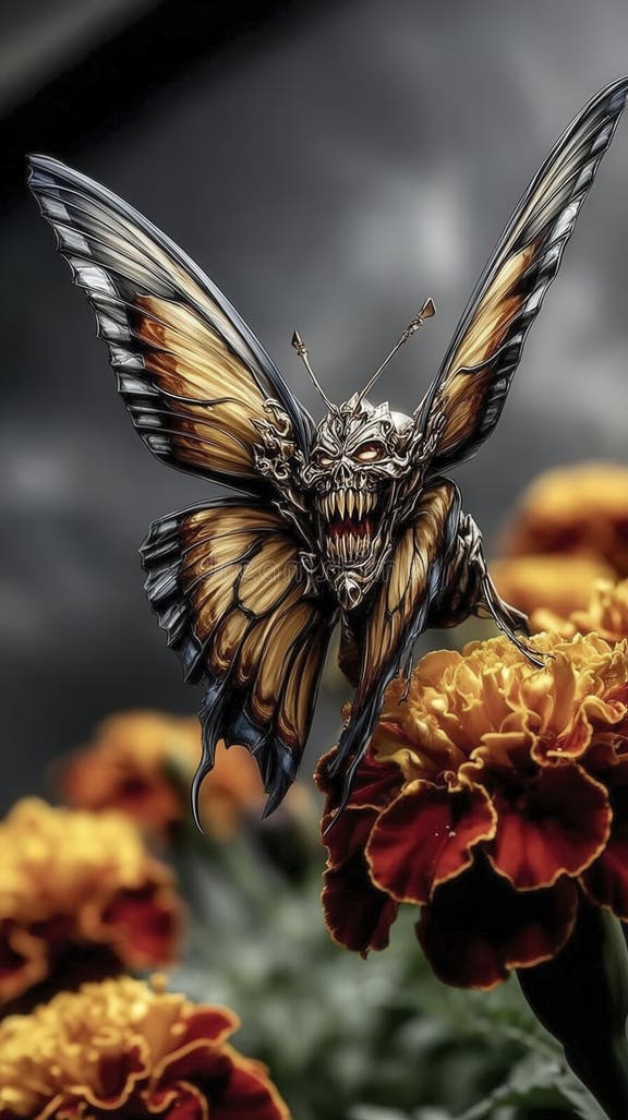 Dramatic Butterfly with Ornate Patterns in Shadow Stock Illustration ...