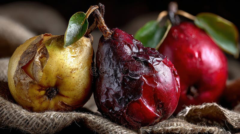 Rotting Pear Group in Chiaroscuro Flat Lay Stock Illustration ...